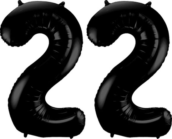 Folieballon Cijfer 22 Zwart Metallic Mat - 86 cm | bol.com