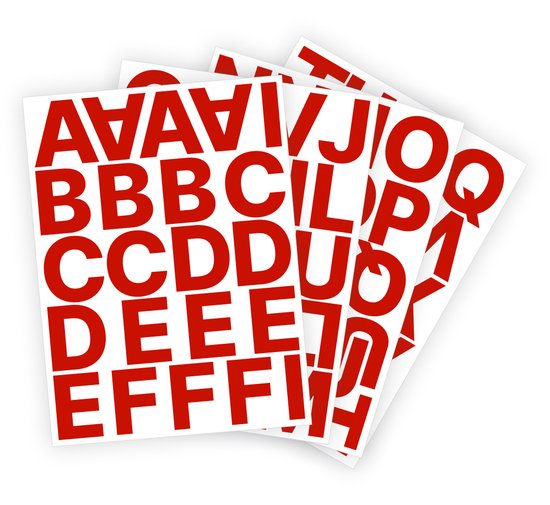 Letter stickers / Plakletters - Stickervellen Set - Rood - 5cm hoog ...