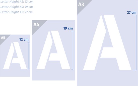 QBIX Groot formaat A3 Lettersjablonen Set - compleet alfabet ...