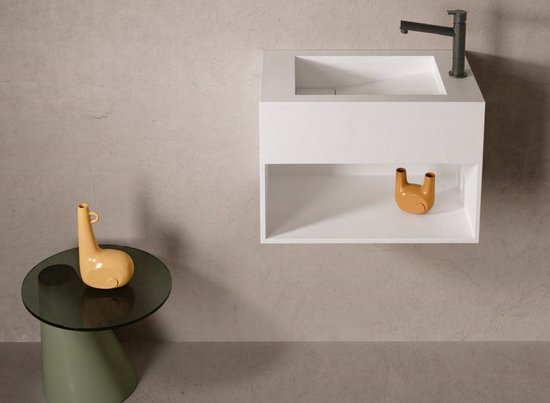 Solid Surface Wastafel Umbriel middle 50x31cm mat wit | bol