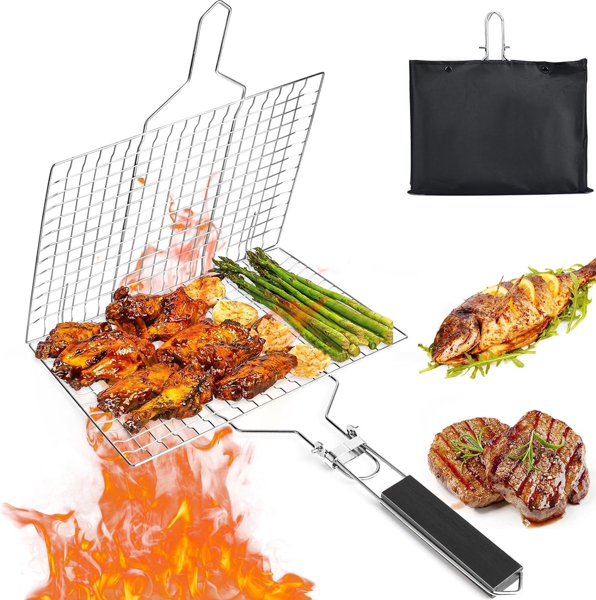 Visgrillen, visbrander Opvouwbare vistang 430 roestvrijstalen grillmand ...