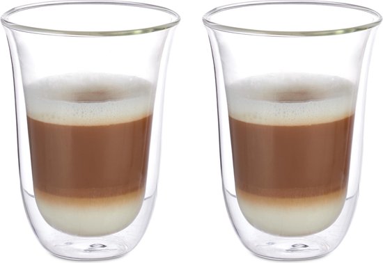relaxdays dubbelwandig glas - 2 glazen - koffieglas - theeglas ...