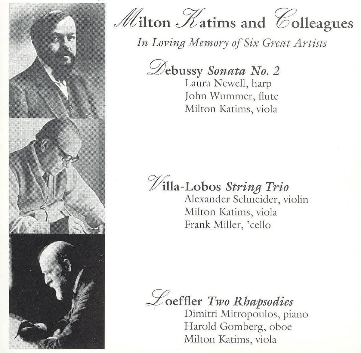 Milton Katims and Colleagues: In Loving Memory of Six Great Artists ...