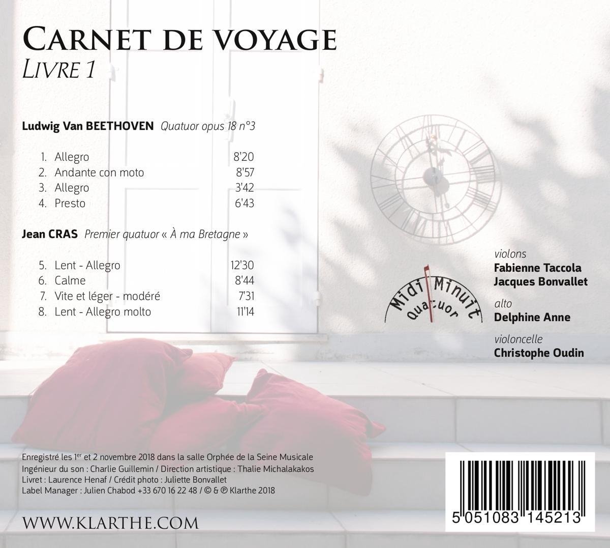 Carnet De Voyage Livre 1 Beethoven - Cras, Quatuor Midi-Minuit | CD ...