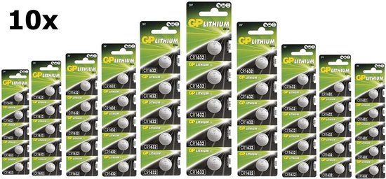 50 Stuks (10 Blisters a 5st) - GP CR1632 125mAh 3V Lithium Knoopcel Batterij | bol.com