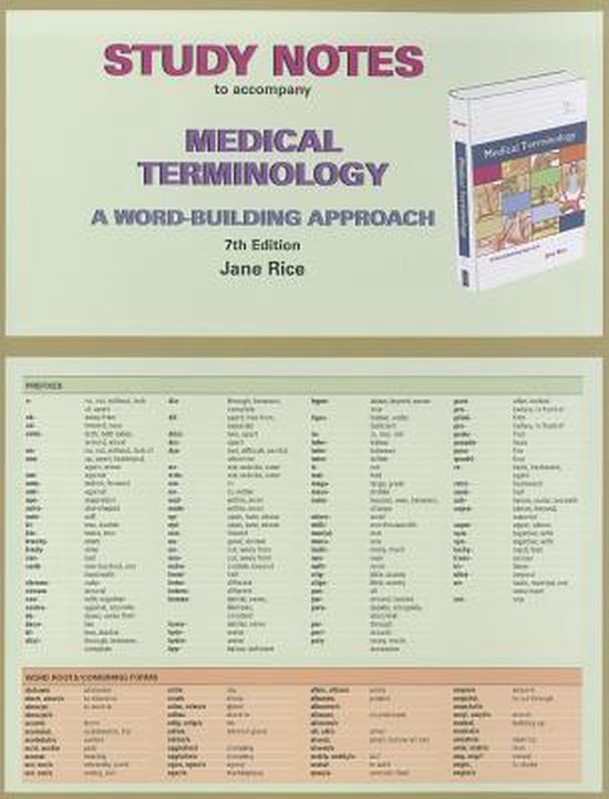 Study Notes for Medical Terminology | 9780132724135 | Jane Rice ...