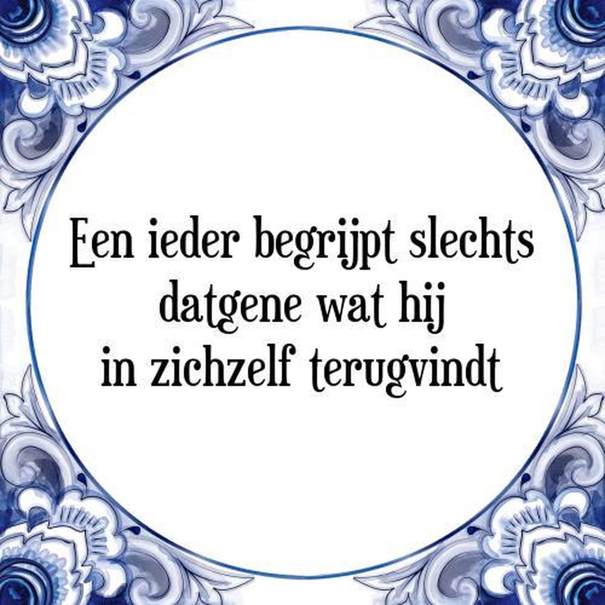Tegeltje met Spreuk (Tegeltjeswijsheid): Een ieder begrijpt slechts datgene wat hij in... | bol