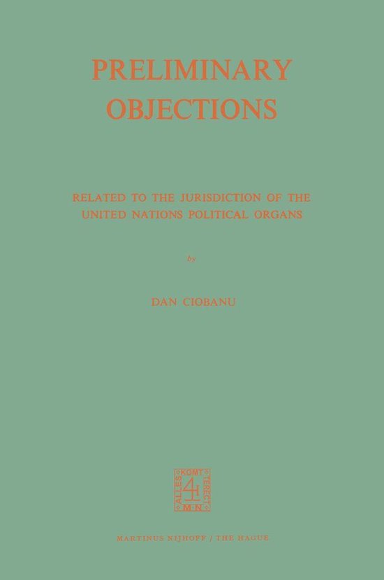 Preliminary Objections (ebook), D. Ciobanu | 9789401013642 | Boeken | bol.com
