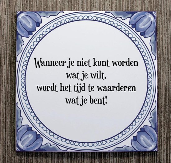 Tegeltje met Spreuk (Tegeltjeswijsheid): Wanneer je niet kunt worden wat je wilt,... | bol