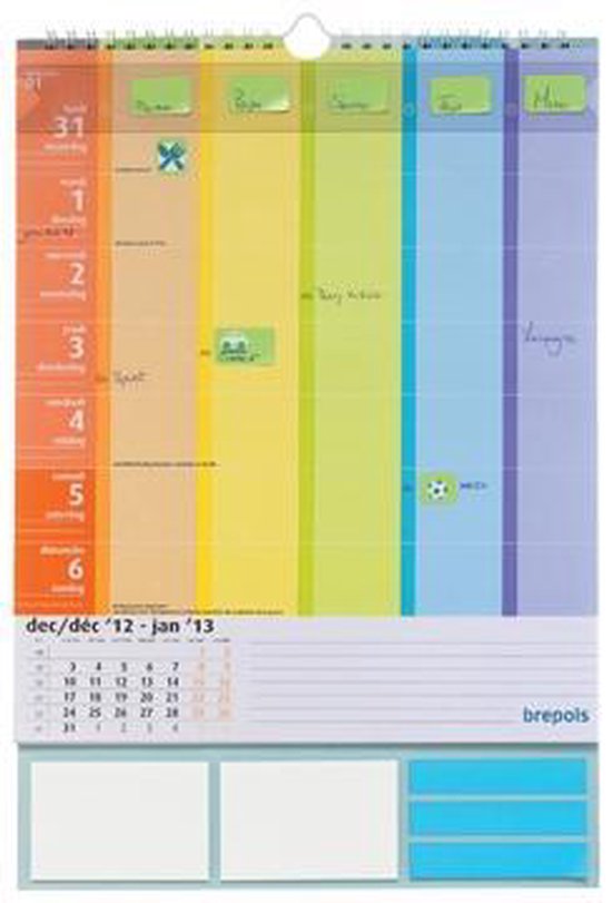 Brepols Familie Planner 2018 -Kalender voor max. 5 personen | bol.com