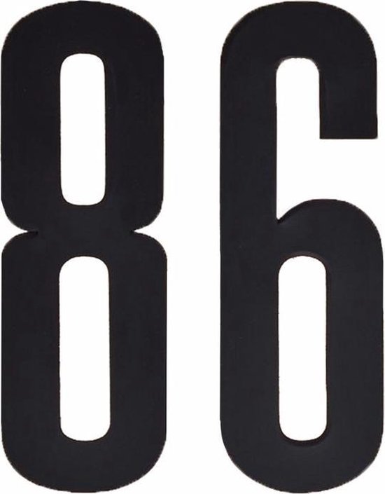 Cijfer sticker 86 zwart 10 cm - klikocijfers / losse plakcijfers | bol