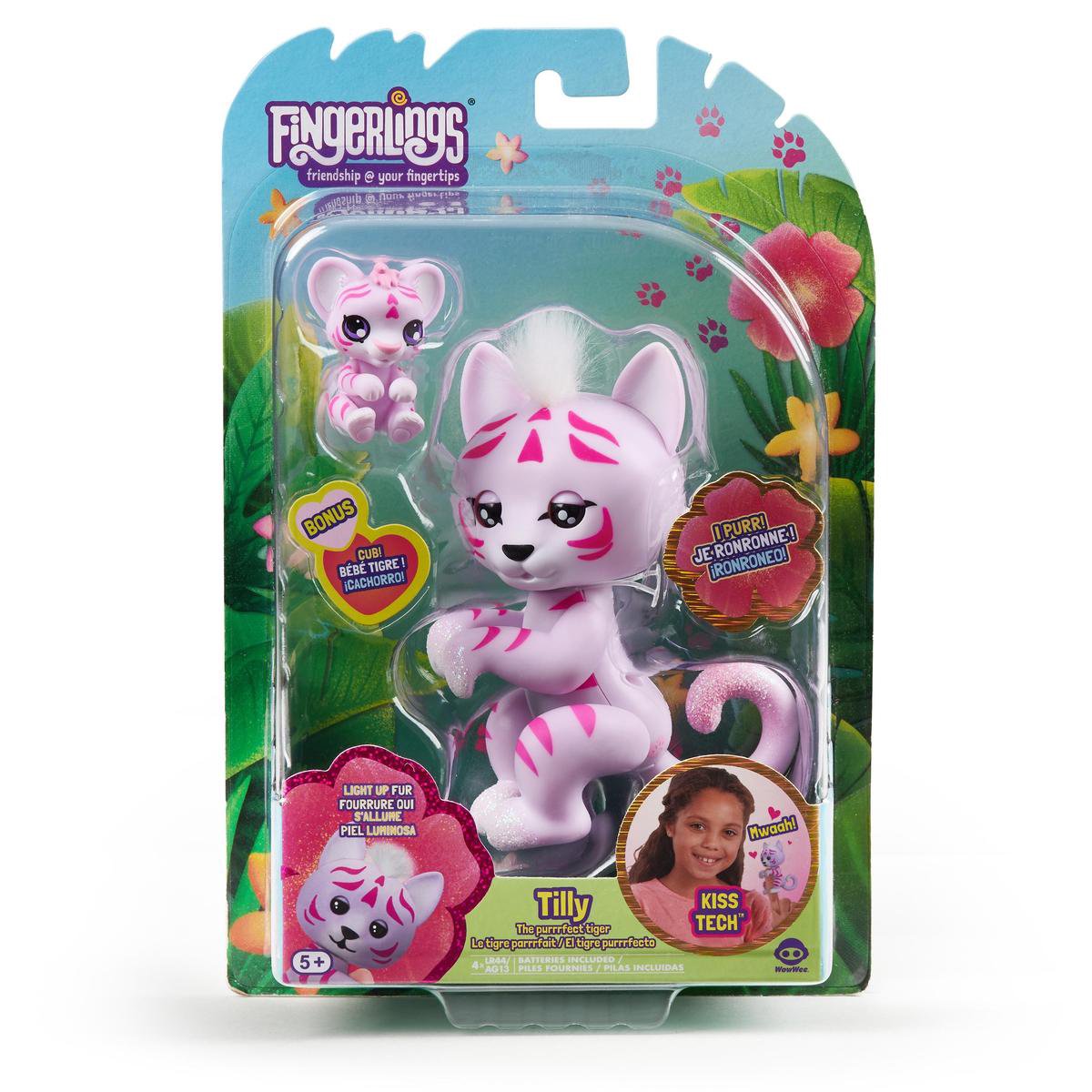 WowWee Fingerlings Katachtigen Robot met Welpje - Roze Tijger | bol