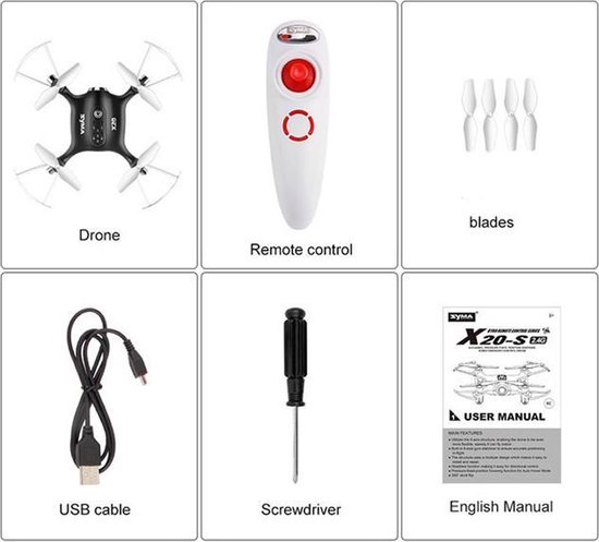 Syma X20-S mini quadcopter drone Gravity Sensor controller 2.4GHZ zwart ...