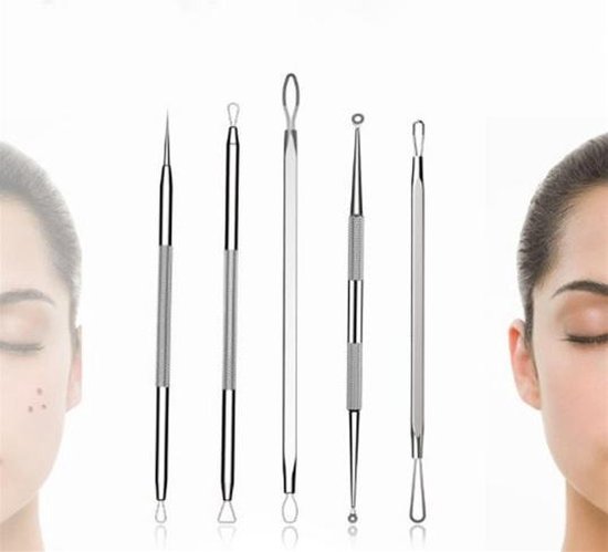 Comedonenlepel set 5-delig met spiegel | bol