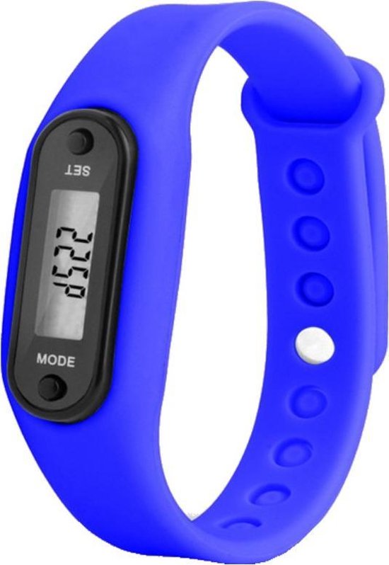 Fako® - Horloge - LCD - Stappenteller - Mini - Blauw | bol
