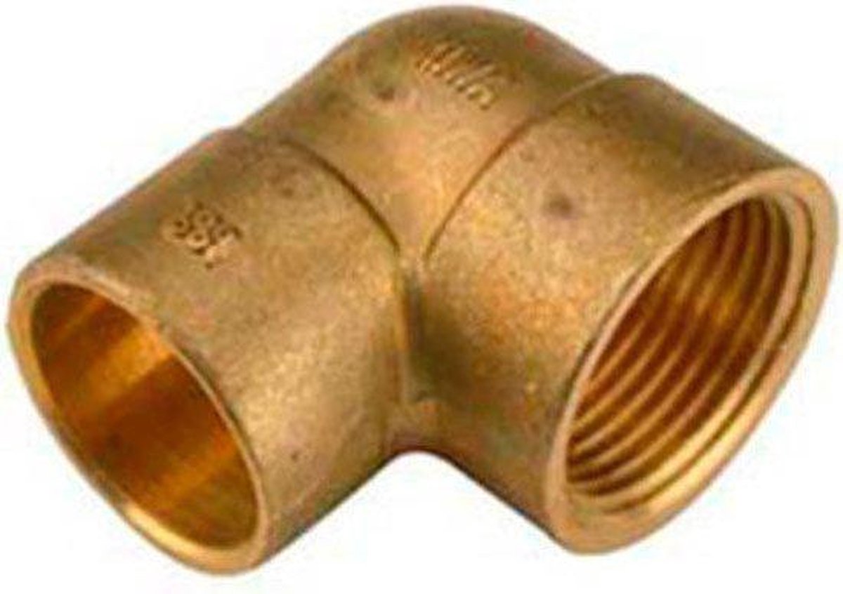 Waterklus Knie Messing - Soldeereinde En Gasdraad - 22 mm x 3/4" | bol