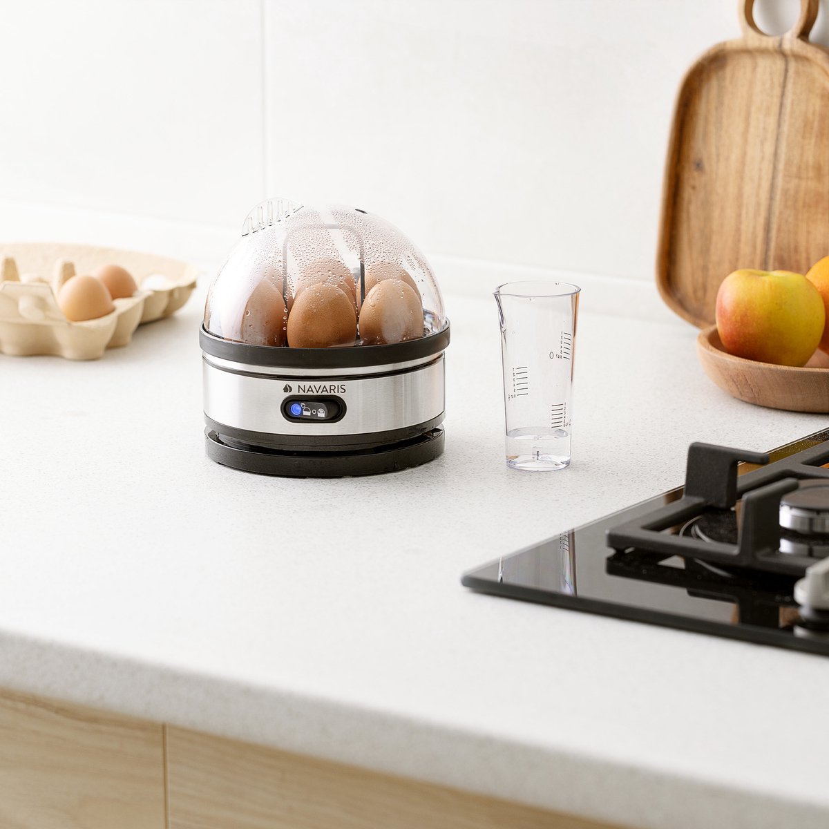 Navaris eierkoker voor 1-7 eieren - Inclusief maatbeker met eierprikker ...