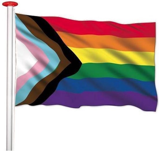 Progress Pride Vlag 150x90cm - Pride vlag - Regenboog - Gay ...