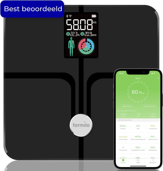 Formilo Premium Slimme Weegschaal met 15x Lichaamsanalyse - USB ...
