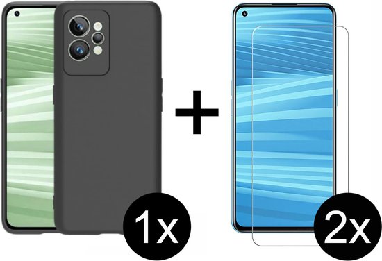 Realme GT 2 Pro hoesje zwart siliconen case hoes cover hoesjes - 2x ...