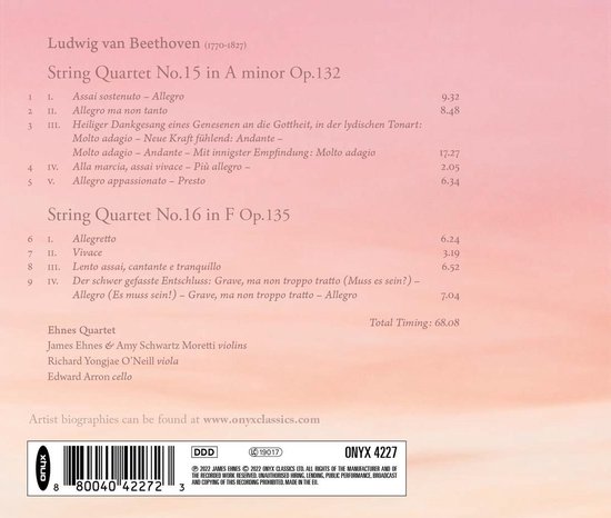 Ehnes Quartet - Beethoven: String Quartet No. 15 Op. 132 | String Quartet No. 16 Op.... | bol