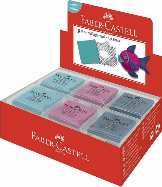 Faber Castell Kneedgum - Assorti kleuren, 18 stuks - FC-127124 | bol