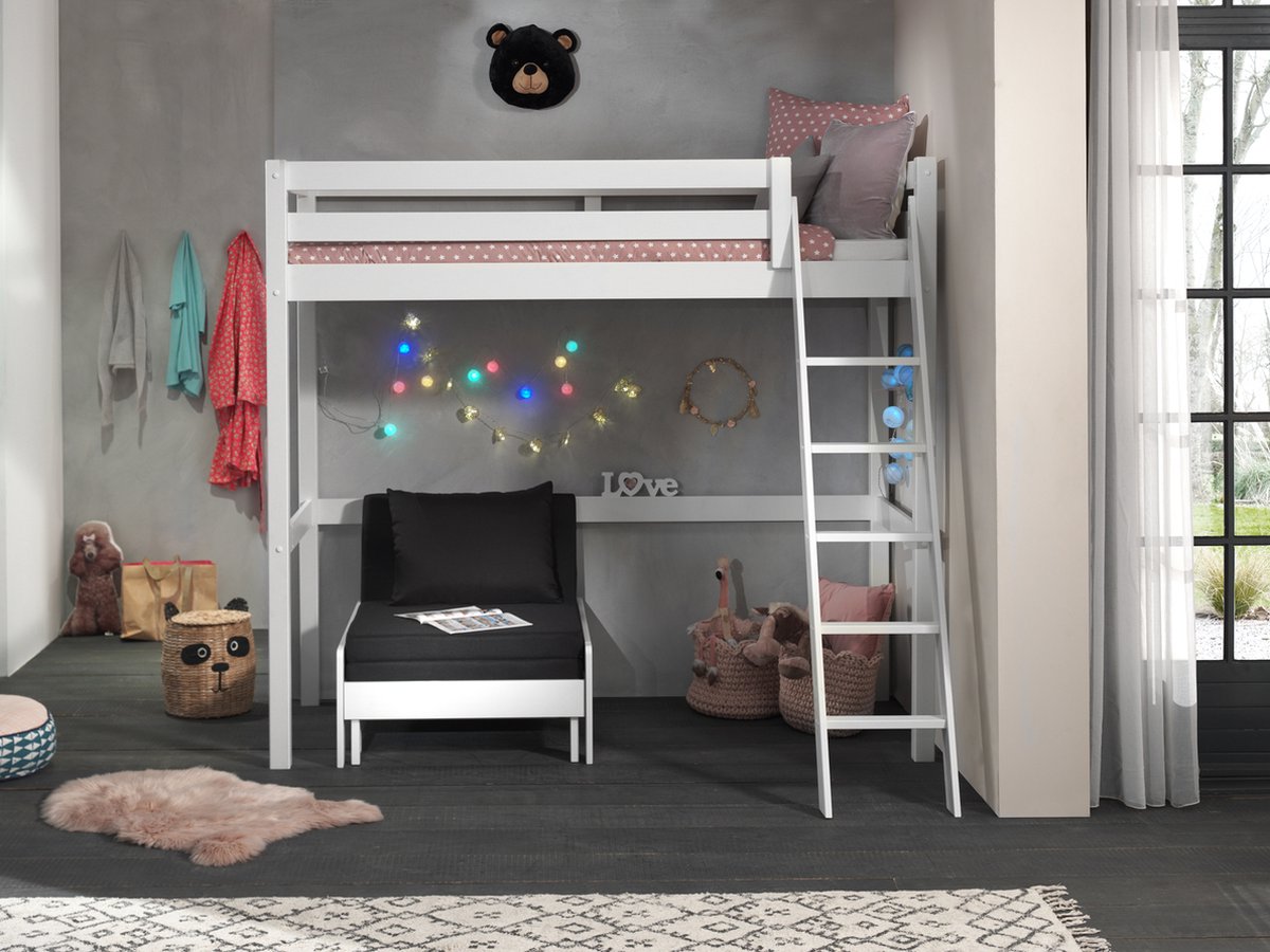 Hoogslaper Claire 90x200 met zetelbed - wit | bol.com