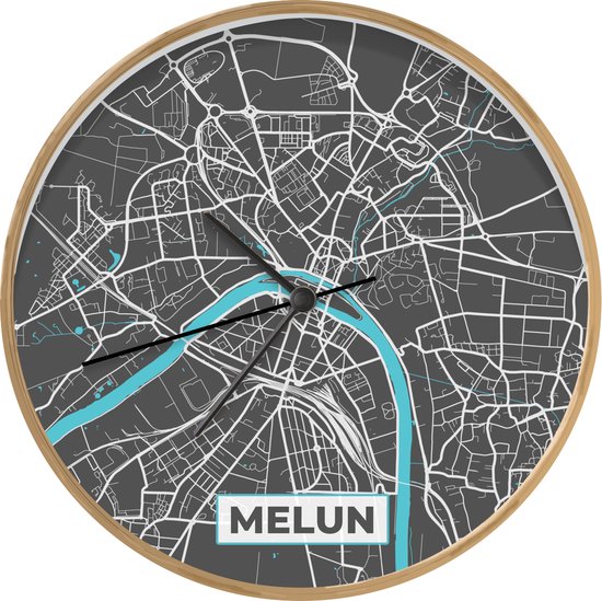 Klok - Ø 30 cm - Melun - Frankrijk - Plattegrond - Kaart - Stadskaart ...