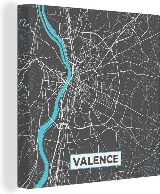 Canvas Schilderij Stadskaart - Plattegrond - Valence - Frankrijk ...
