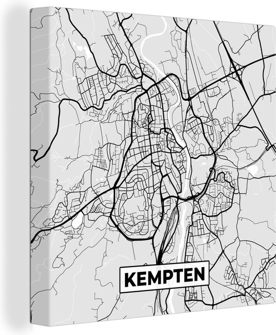 Canvas Schilderij Stadskaart - Plattegrond - Kempten - Kaart ...