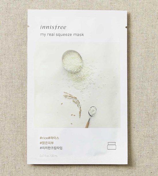 Innisfree MY REAL SQUEEZE MASK EX [RICE]- sheetmask- 1pcs | bol.com