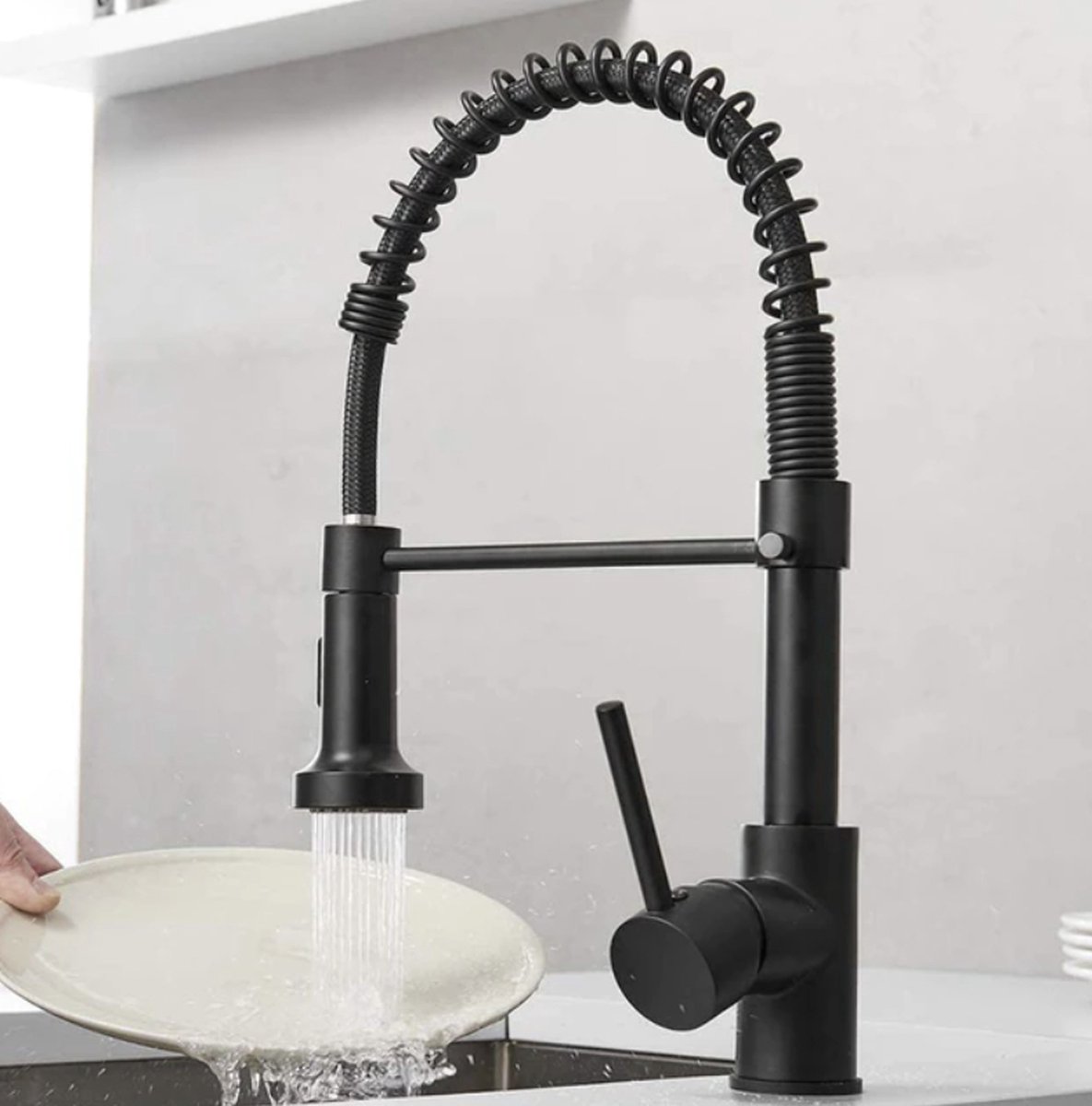 Zwarte keukenkraan met uittrekbare uitloop | Keukenkraan zwart uittrekbaar |... | bol