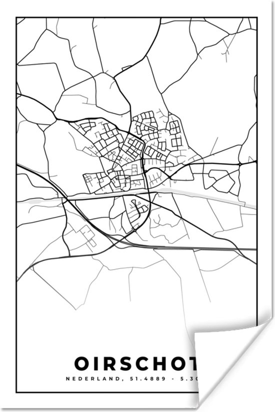 Poster Plattegrond - Oirschot - Kaart - Stadskaart - 40x60 cm | bol