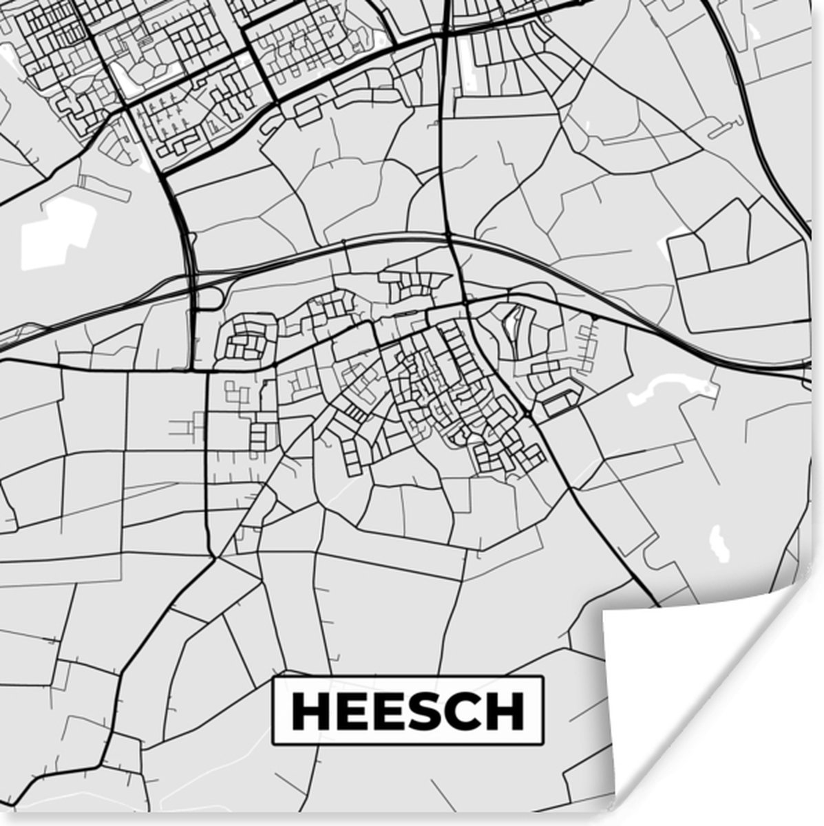 Poster Plattegrond - Kaart - Heesch - Stadskaart - 50x50 cm | bol.com
