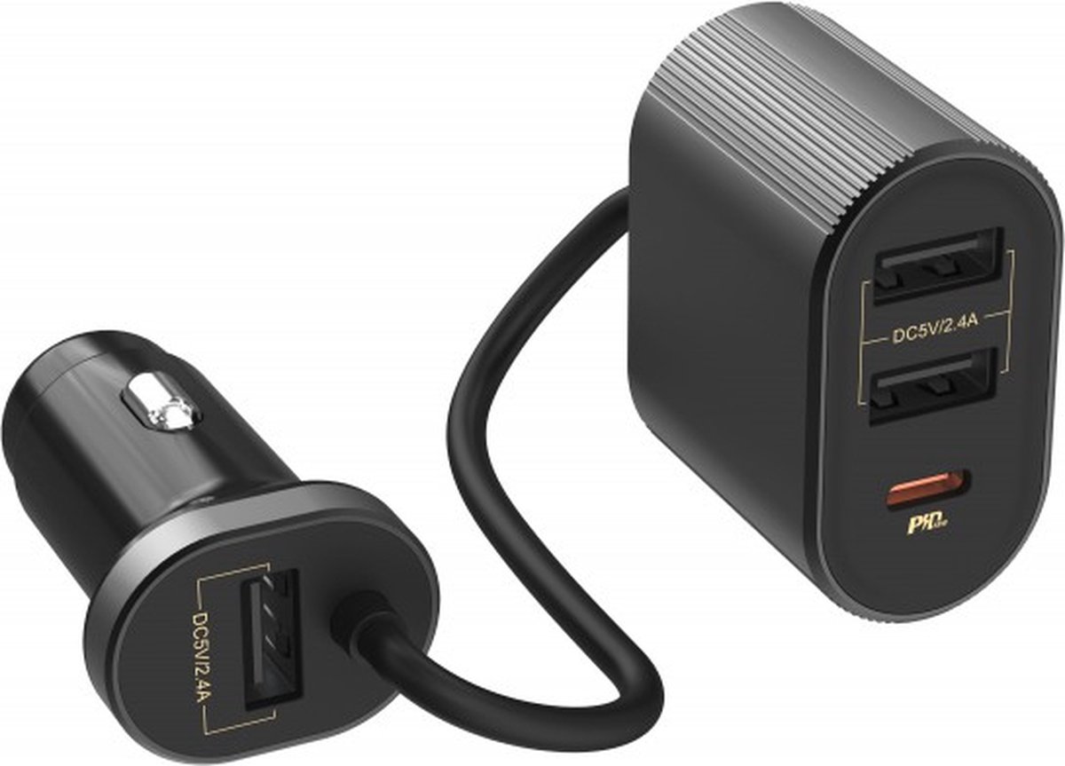 PD Autolader Met 3 USB +PD- Poort (48W Snellader) met Qualcomm 3.0 ...