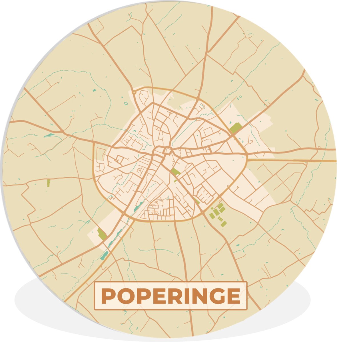 Wall Circle - Wall Circle Indoor - Map - City Map - Map - België - Poperinge - ⌀ 140... | bol.com