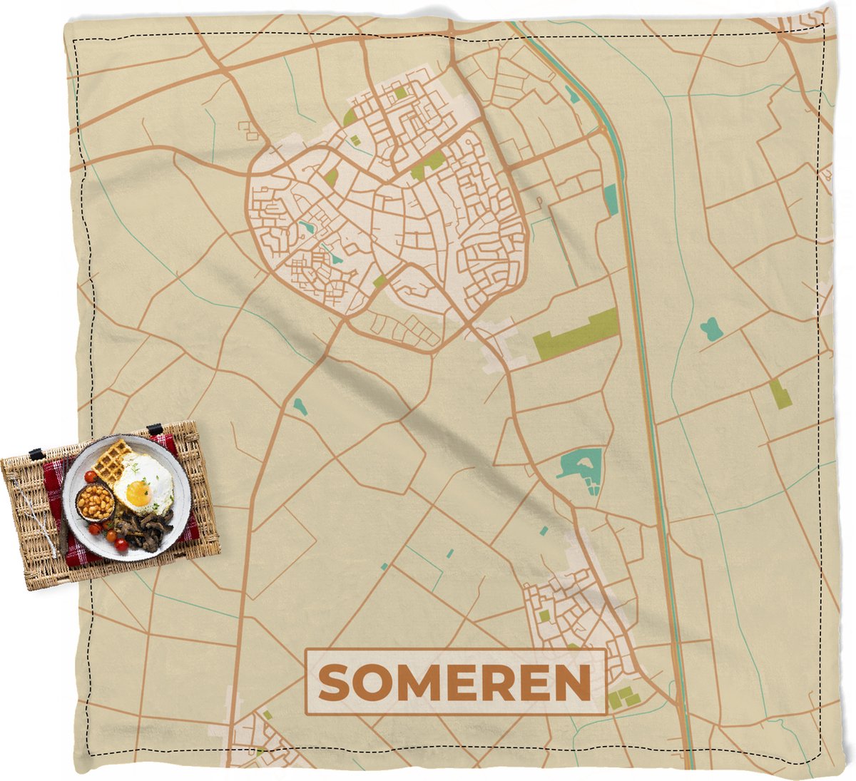 Picknickkleed - Buitenkleed - Plattegrond - Someren - Vintage - Kaart ...