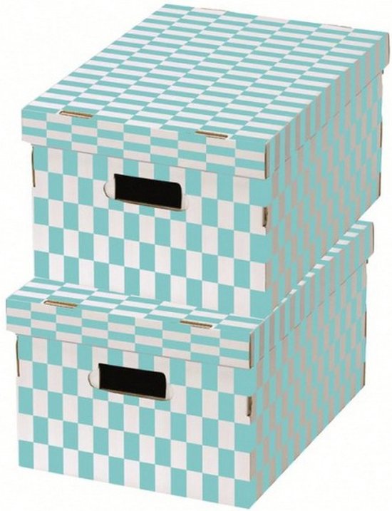 opbergdozen 40 cm karton blauw/wit 2 stuks | bol.com
