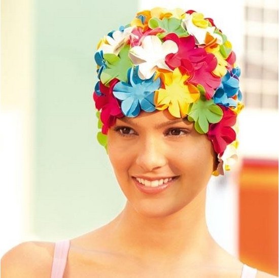 badmuts dames rubber multicolor bloemetjes | bol