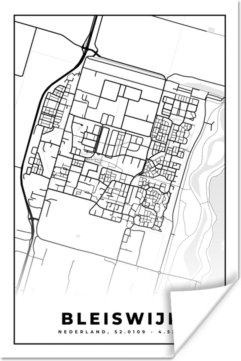 Poster Kaart - Bleiswijk - Stadskaart - Plattegrond - 60x90 cm | bol.com