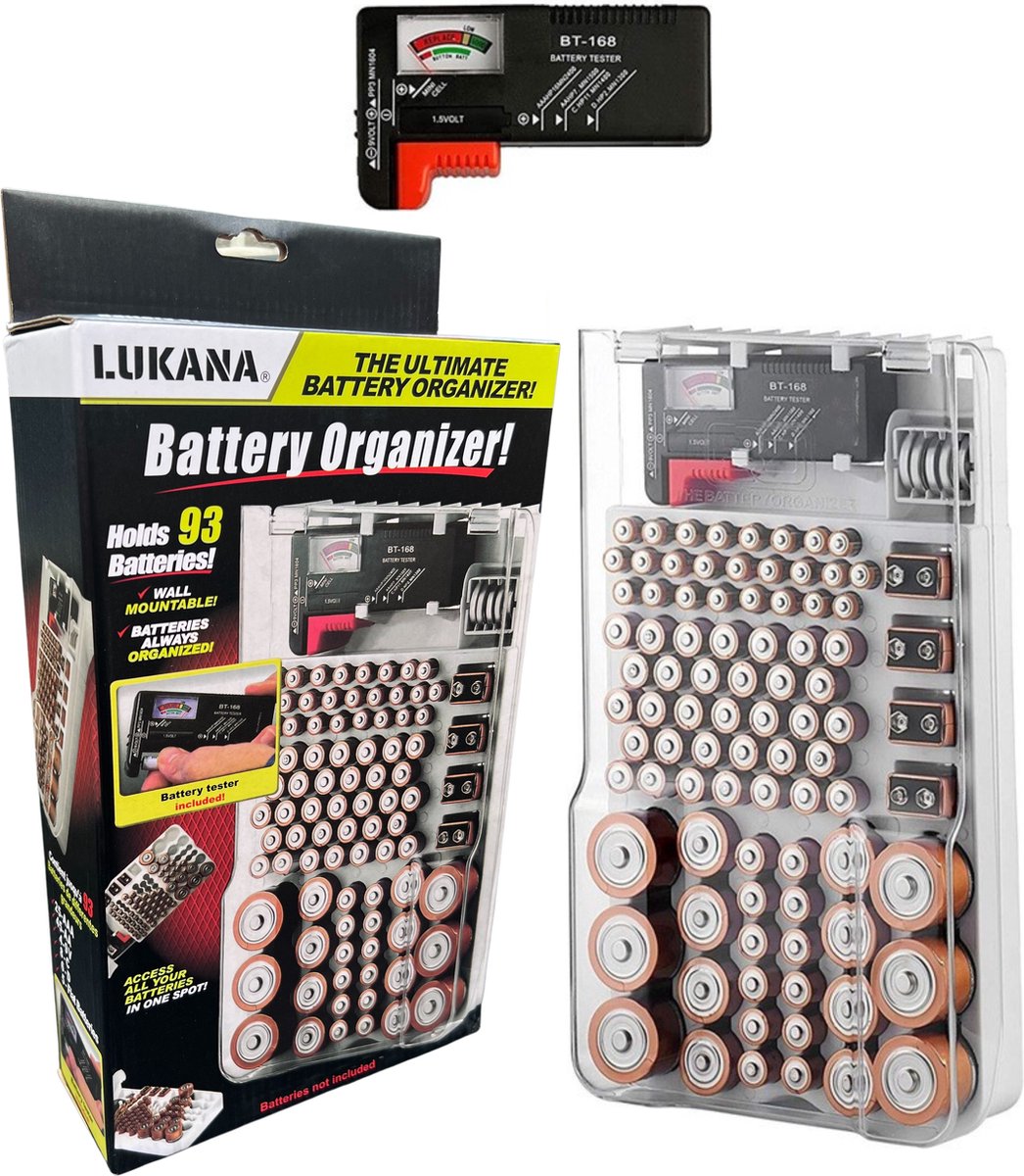 Lukana® Batterij Organizer - Vaderdag Cadeau! - Batterij Opbergdoos ...
