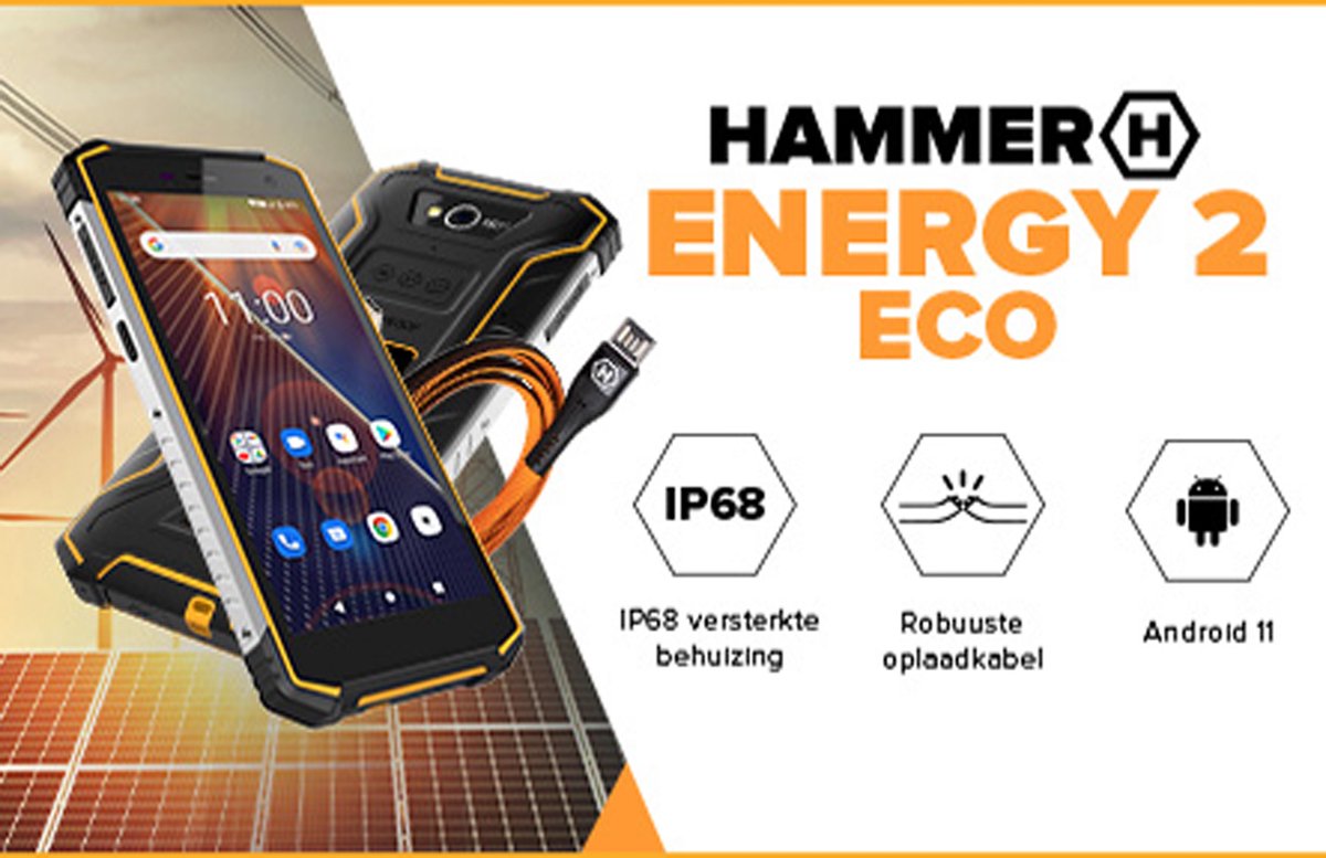 Hammer Energy 2 ECO Orange nieuwste rugged smartphone - 5.5." scherm ...