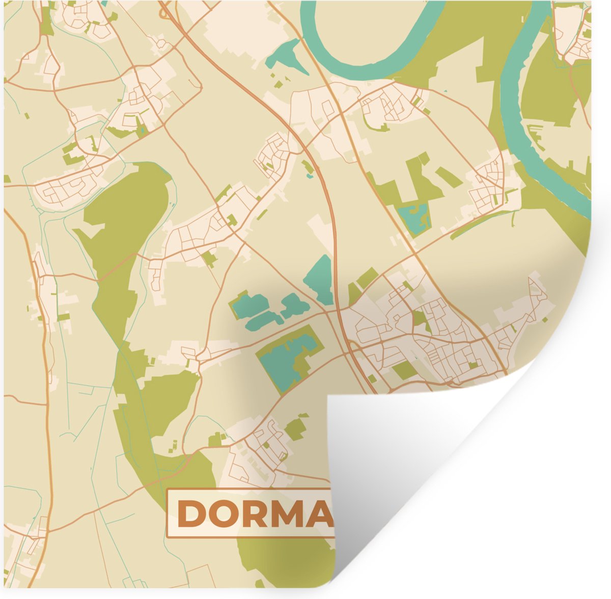 Muurstickers - Sticker Folie - Dormagen - Plattegrond - Kaart - Vintage ...