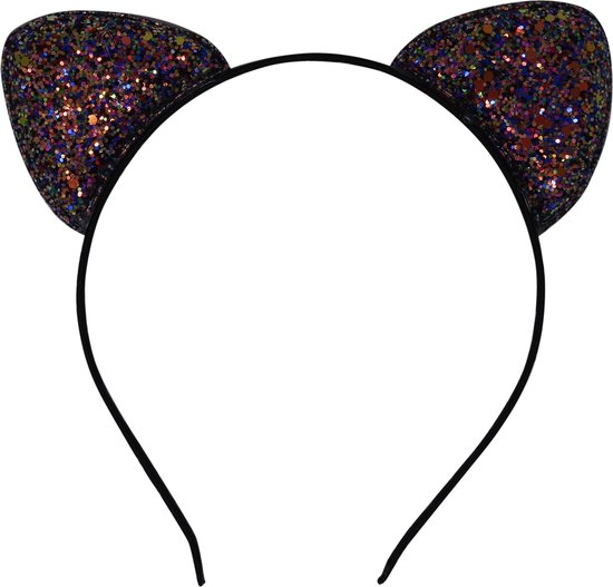 Jessidress® Chique Haarband Haar diadeem met katten oren vol pailletten ...