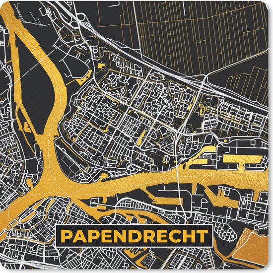 Muismat - Papendrecht - Goud - Stadskaart - Plattegrond - Kaart - 20x20 ...