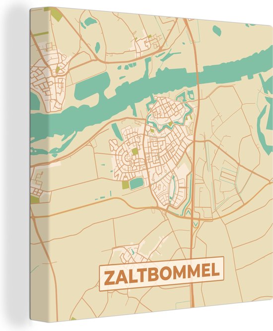 Canvas Schilderij Kaart - Vintage - Zaltbommel - Plattegrond ...