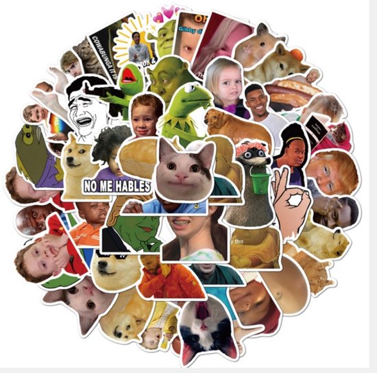 Meme stickers - 50 stuks - Grappige sticker mix met de bekendste memes ...