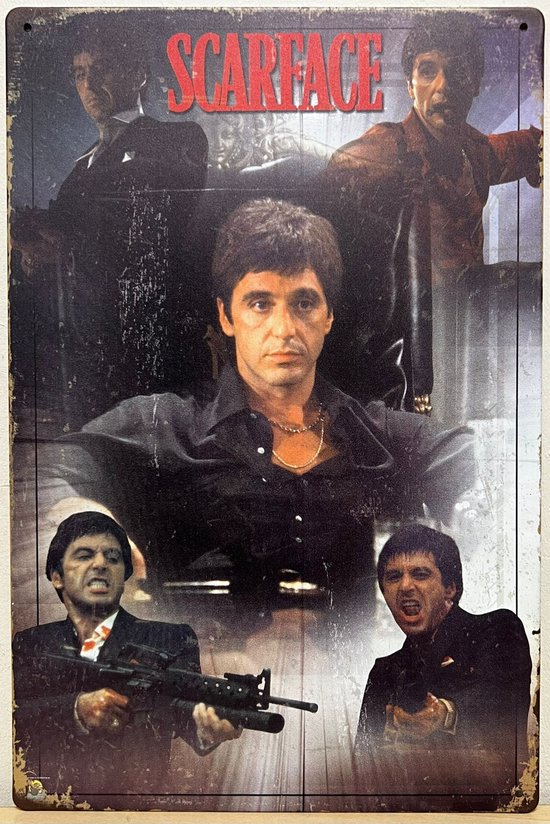 Scarface Collage kleur Reclamebord van metaal METALEN-WANDBORD ...