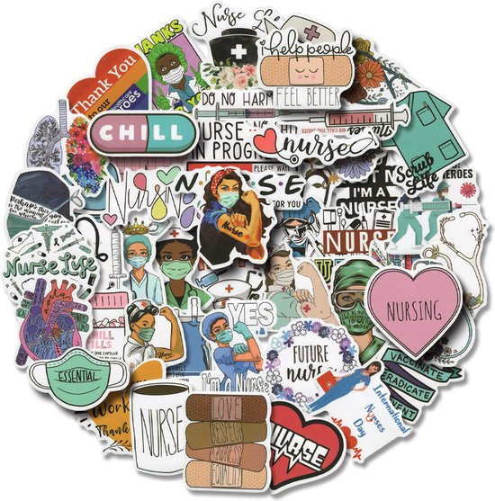 Verpleegsters en zusters stickers | 50 stuks | stickers voor op laptop ...