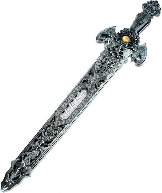 Speelgoed zwaard EXCALIBUR met kristal - Zwart / Zilver - 53 x 12 cm ...